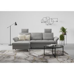Ecksofa Home Affaire, B:275cm H:89cm T:175cm, grau, 100%Polyester, Wohnzimmer, Sofas, "Palm Beach L-Form", Federkern, mit Sitztiefenverstellung,