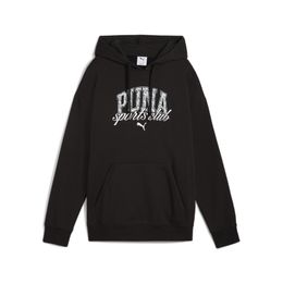 Puma Damen Kapuzensweatshirt "CLASS RELAXED HOODIE FL", schwarz, Gr. XS, bedruckt, Fleece, Obermaterial: 66% Baumwolle, 34% Polyester, Sweatshirts,