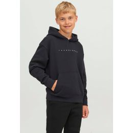 Jack & Jones Jungen Kapuzensweatshirt "JJESTAR JJ SWEAT HOOD NOOS JNR", schwarz, Gr. 152, JACK & JONES JUNIOR, bedruckt, angeraute Sweatware, Obermaterial: 65%