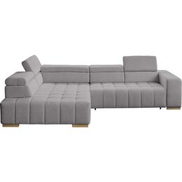 Ecksofa exxpo - SOFA FASHION "Elianos, hoher Sitzkomfort, aufwendige Kreuzsteppung im Sitz, L-Form", mink, B:307cm H:73cm T:201cm, Sofas, Ecksofa, Kopfteile & Sitztiefe verstellbar, ohne Bettfunktion