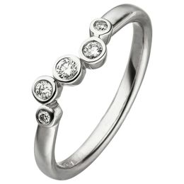 Jobo Damen Diamantring "Ring Wei&szlig;goldring", 58, SI = kleine Einschl&uuml;sse, Diamanten Wei&szlig;gold 585wei&szlig;gold 585, Diamanten, Wei&szlig;gold 585, Fingerringe,