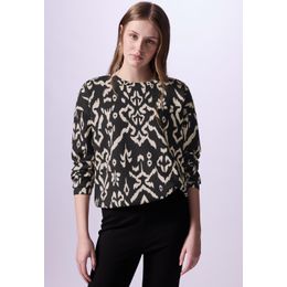Damen Langarmshirt, schwarz, Gr. 36, STREET ONE STUDIO, gemustert, Stoff, 49% Polyester, 43% Viskose, 8% Elasthan, Shirts, aus elastischem Materialmix