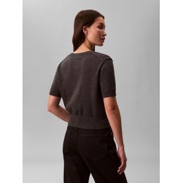 Damen Kurzarmpullovercharcoal heather, Gr. M, Calvin Klein Jeans, unifarben, Strick, Obermaterial: 100% Baumwolle, Pullover, Regular fit, mit