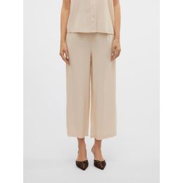 V&eacute;ro Moda VERO MODA Damen Culotte "VMMYMILO H/W CULOTTE PANT WVN GA", beige, Gr. M, meliert, Web, Obermaterial: 55% Viskose, 45% Leinen, Hosen, mit Leinen