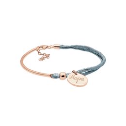 Elli Damen Armband "Satin Grau mit Anh&auml;nger "Hope" Schriftzug Rosegold", 17cm, ohne Stein, Silber 925 (Sterlingsilber)rosegold, Silber 925
