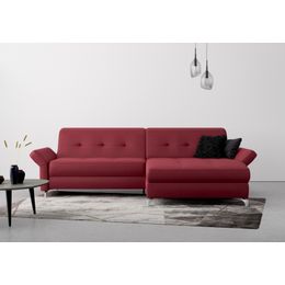 Ecksofa Home Affaire, B:284cm H:89cm T:179cm, rot, 100% Polyester, Wohnzimmer, Sofas, "Maredo L-Form", Federkern, wahlweise auch mit Kopfteil- und