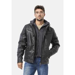 Cipo & Baxx CIPO & BAXX Herren Winterjacke "CM231"anthrazit, Gr. XL, unifarben, Stoff, 100% Polyurethan, Jacken, mit abnehmbarer Kapuze