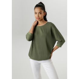 Damen Fledermausshirt, gr&uuml;n, Basic, Gr. 44, Aniston SELECTED, Biesen, unifarben, Jersey, Obermaterial: 93% Polyester, 7% Elasthan, Shirts, mit