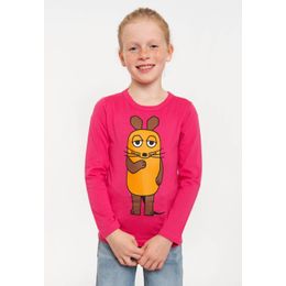 logoshirt Jungen Langarmshirt "Die Sendung mit der Maus - Die Maus", pink, Gr. 104, bedruckt, unifarben, 100% Baumwolle, Shirts, mit coolem Print