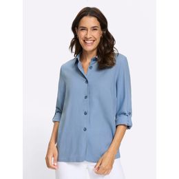 Inspirationen Damen Blusenjacke, blau, Gr. 44, 80% Viskose, 20% Leinen, Jacken