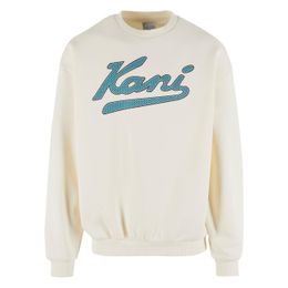 Karl Kani Damen Rundhalspullover "Karl Kani Varsity Palm Os Crewneck"wei&szlig;, Gr. L, mehrfarbig, 65% Baumwolle, 35% Polyester, Pullover