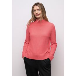 Street One Damen Strickpulloverstriking coral meliert, Gr. 34, unifarben, Stoff, 41% Polyacryl, 31% Polyester, 28% Baumwolle, Pullover, mit Rippstrick