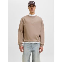 Jack & Jones JACK & JONES Jungen Sweatshirt "JORNORREBRO EMB SWEAT CREW NOOS"mocha meringue, Gr. S, bedruckt, unifarben, angeraute Sweatware, Obermaterial: 89%