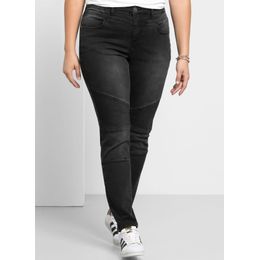 sheego Damen Stretch-Jeans, schwarz, Gr. 27, unifarben, 37% Viskose, 34% Baumwolle, 27% Polyester, 2% Elasthan, 67% Baumwolle, 2% Elasthan, 27%