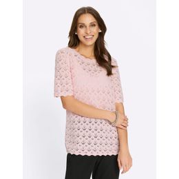 Lady Damen Kurzarmpullover "Ajour-Pullover", rosa, Gr. 44, unifarben, 60% Baumwolle, 40% Viskose, Pullover
