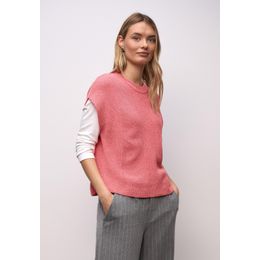 Street One Damen Pullunderstriking coral, Gr. 46, unifarben, Web, 69% Polyester, 31% Baumwolle, Pullover, mit Rundhalsausschnitt