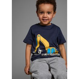 Kidsworld Jungen T-Shirt, blau, Gr. 140, bedruckt, Single Jersey, Obermaterial: 100% Baumwolle, Shirts, Kurzarm, Basic-Passform, mit stylischem