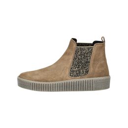 Gabor Damen Plateaustiefelette "Gabor Stiefelette Veloursleder/Textil", Gr. 37,5, braun, Textil, Veloursleder, Schuhe