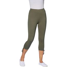 CR&Eacute;ATION L Damen Caprileggings mit Raffung am Bein khaki Gr&ouml;&szlig;e 36