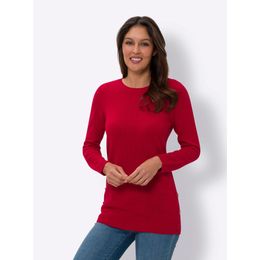 Classic Basics Damen Longpullover "Longpullover", rot, Gr. 40, unifarben, 100% Polyacryl, Pullover