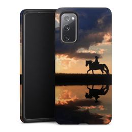 DeinDesign Galaxy S20 FE Handy Panzer Handyh&uuml;lle robuste Outdoor H&uuml;lle Schutzh&uuml;lle matt Sunset Horse Horseback Riding Tough Case