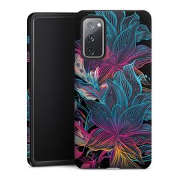 DeinDesign Galaxy S20 FE Handy Panzer Handyh&uuml;lle robuste Outdoor H&uuml;lle Schutzh&uuml;lle matt Colourful Neon Flowers Tough Case