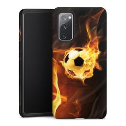 DeinDesign Galaxy S20 FE Handy Panzer Handyh&uuml;lle robuste Outdoor H&uuml;lle Schutzh&uuml;lle matt Ball Fire Soccer Tough Case