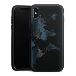 DeinDesign iPhone Xs Handy Premium Silikon H&uuml;lle Handyh&uuml;lle schwarz Case World Map Night Map Silikon Premium Case