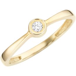 Firetti Damen Fingerring "Schmuck Geschenk Gold 375 Damenring Verlobungsring Goldring Solit&auml;r", 17, 0,05 P2 = erkennbare Einschl&uuml;sse, Diamanten