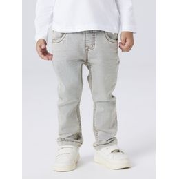 Schlupfjeans name it "NMMRYAN SLIM SWE JEANS 2472-TH NOOS", Jungen, Gr. 122, N-Gr, vintage light blau denim, Denim/Jeans, Obermaterial: 70% Baumwolle, 27% Polyester, 3% Elasthan, leichte Abriebeffekte, regular fit lang, Jeans Schlupfjeans, im Jogging Style
