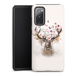 DeinDesign Galaxy S20 FE Handy Panzer Handyh&uuml;lle robuste Outdoor H&uuml;lle Schutzh&uuml;lle matt Flowers Deer Animals Tough Case