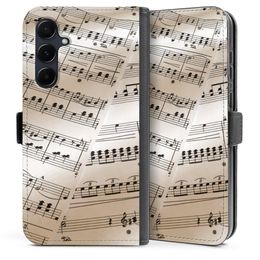 DeinDesign Galaxy A35 5G Handy Klapph&uuml;lle Handyh&uuml;lle aus Kunst Leder schwarz Flip Case Music Music Note Hobby Sideflip mit Lasche