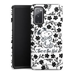 DeinDesign Galaxy S20 FE Handy Panzer Handyh&uuml;lle robuste Outdoor H&uuml;lle Schutzh&uuml;lle matt Flowers Peanuts Snoopy Tough Case