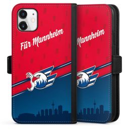 DeinDesign iPhone 11 Handy Klapph&uuml;lle Handyh&uuml;lle aus Kunst Leder schwarz Flip Case Sports Adler Mannheim Logo Sideflip mit Lasche