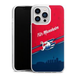 DeinDesign iPhone 13 Pro Handy Silikon H&uuml;lle Case wei&szlig; Handyh&uuml;lle Sports Adler Mannheim Logo Silikon Case