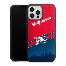 DeinDesign iPhone 13 Pro Max Handy Premium Silikon H&uuml;lle Handyh&uuml;lle schwarz Case Sports Adler Mannheim Logo Silikon Premium Case