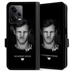 DeinDesign Xiaomi Redmi Note 12 Pro 5G Handy Klapph&uuml;lle Handyh&uuml;lle aus Kunst Leder schwarz Flip Case Moin Portrait Wincent Weiss Sideflip mit Lasche