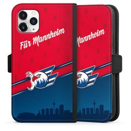 DeinDesign iPhone 11 Pro Handy Klapph&uuml;lle Handyh&uuml;lle aus Kunst Leder schwarz Flip Case Sports Adler Mannheim Logo Sideflip mit Lasche