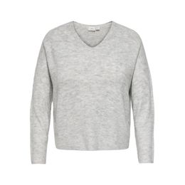 Only CARMAKOMA Damen Strickpullover "CARCAMILLA V-NECK L/S PULLOVER KNT NOOS"light grau melange, Gr. M, unifarben, Strick, Obermaterial: 74%