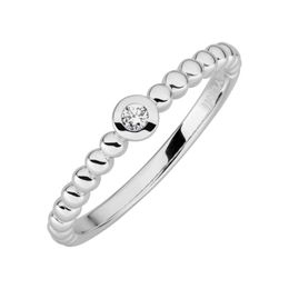 LYOMI Damen Fingerring "585/- Wei&szlig;gold 1 synth. Diam. 0,04ct.", 056 (17,8), 0,04 VS = sehr kleine Einschl&uuml;sse, Goldwei&szlig;, Gold, Fingerringe