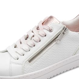 Marco Tozzi Damen Plateausneaker, Gr. 37, wei&szlig;, Lederimitat, unifarben mit Farbeinsatz, Schuhe, Freizeitschuh, Halbschuh, Schn&uuml;rschuh in veganer
