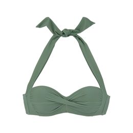 Lascana Damen B&uuml;gel-Bandeau-Bikini-Top "Lolo", gr&uuml;n, Gr. 42, unifarben, Recycling-Polyamid, Bikini-Oberteile, in getwisteter Optik