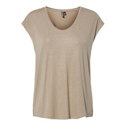 Pieces Damen Kurzarmshirt "PCALICE SS GLITTER TEE JRS NOOS BC"greige detail:glitter silber, Gr. XL, gl&auml;nzend, unifarben, Jersey, Obermaterial: 95%
