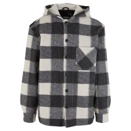 Urban Classics Herren Allwetterjacke "Urban Classics Big Check Jacket With Hood"sandwei&szlig;, schwarz, Gr. S, kariert, 100% Polyester, Jacken
