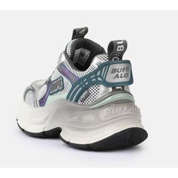 Buffalo Damen Plateausneaker "RIDR ONE", Gr. 38grau, silberfarben, gr&uuml;n, Lederimitat, Synthetik, Textil, kontrastfarbene Details, Schuhe, Halbschuh,