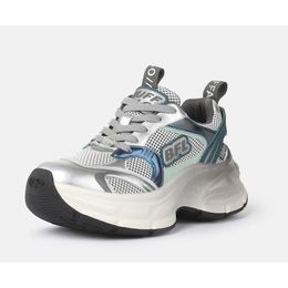 Buffalo Damen Plateausneaker "RIDR ONE", Gr. 39grau, silberfarben, gr&uuml;n, Lederimitat, Synthetik, Textil, kontrastfarbene Details, Schuhe, Halbschuh,