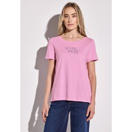 Street One Damen T-Shirt, rosa, Gr. 44, bedruckt, Web, 50% Baumwolle, 50% Modal, Shirts, mit Rundhalsausschnitt