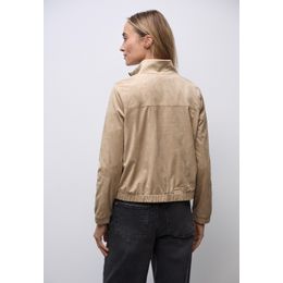 Street One Damen Lederimitat-Blazersanded beige, Gr. 44, unifarben, Web, Obermaterial: 88% Polyester, 12% Elasthan. Futter: 100% Polyester, Blazer,
