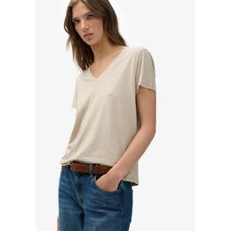 Superdry Damen T-Shirt "STUDIOS SLUB EMB VEE TEE"feather grau, Gr. L, unifarben, Single Jersey, Obermaterial: 60% Baumwolle, 40% Lyocell, Shirts,