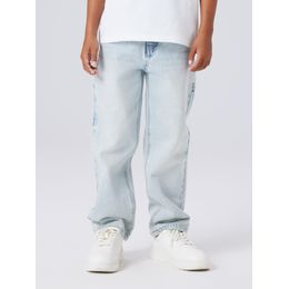 5-Pocket-Jeans name it "NKMRYAN f&uuml;r Jungen mit geradem Bein und 5-Pocket-Style", Jungen, Gr. 116, N-Gr, light blau denim, Denim/Jeans, Obermaterial: 100% Baumwolle, leichte Abriebeffekte, straight fit kn&ouml;chellang, Jeans 5-Pocket-Jeans, unifarben, casual, straight fit, Baumwolle, Denim